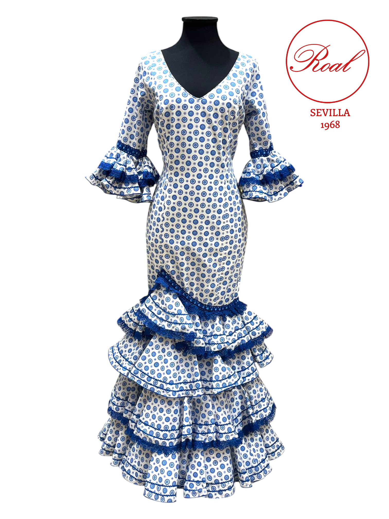 Talla 44. Traje de flamenca barato modelo Aurora blanco con tonos ...