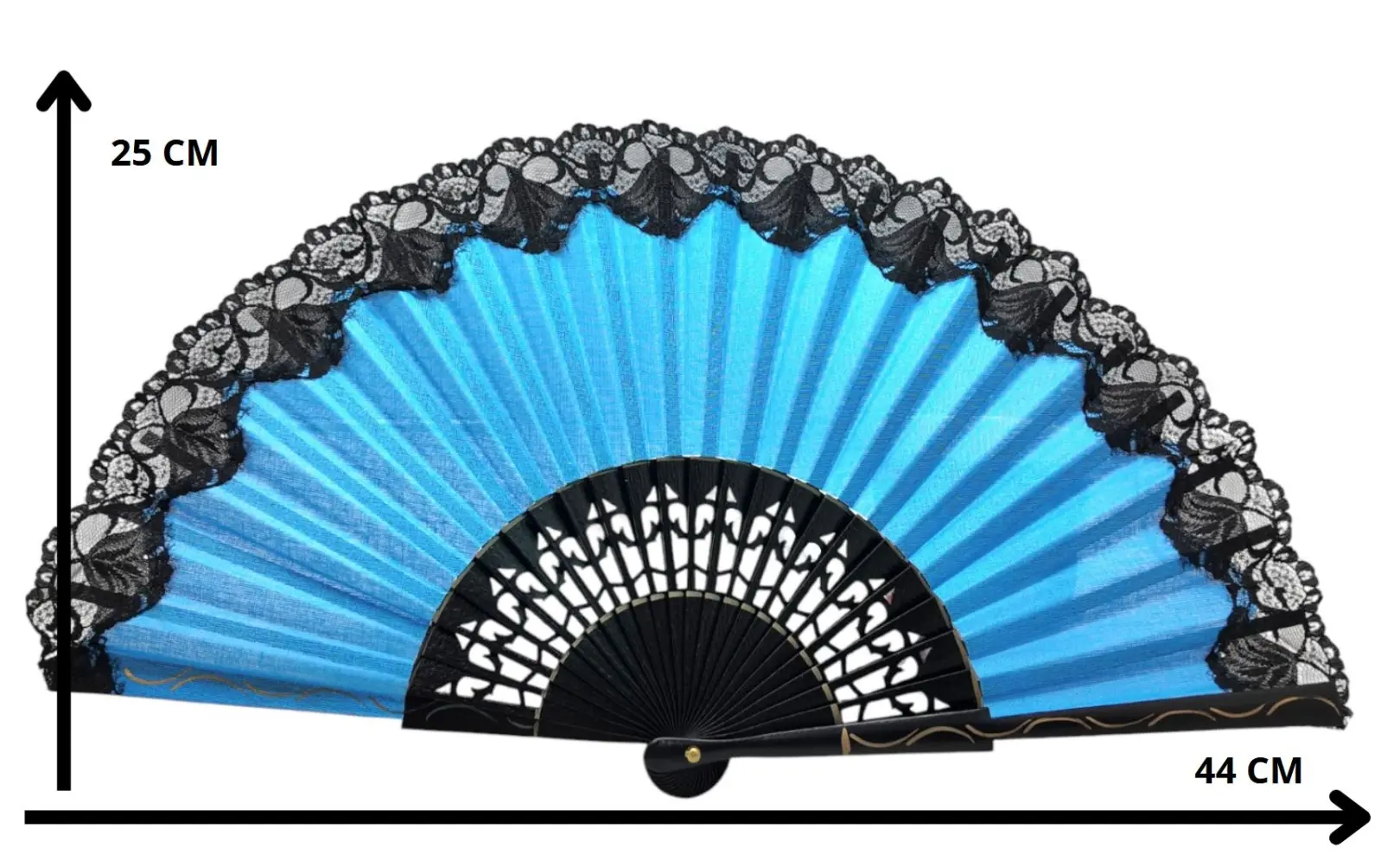 Small fan for flamenco dancing with lace 44 x 25 cm. | FlamencoExport